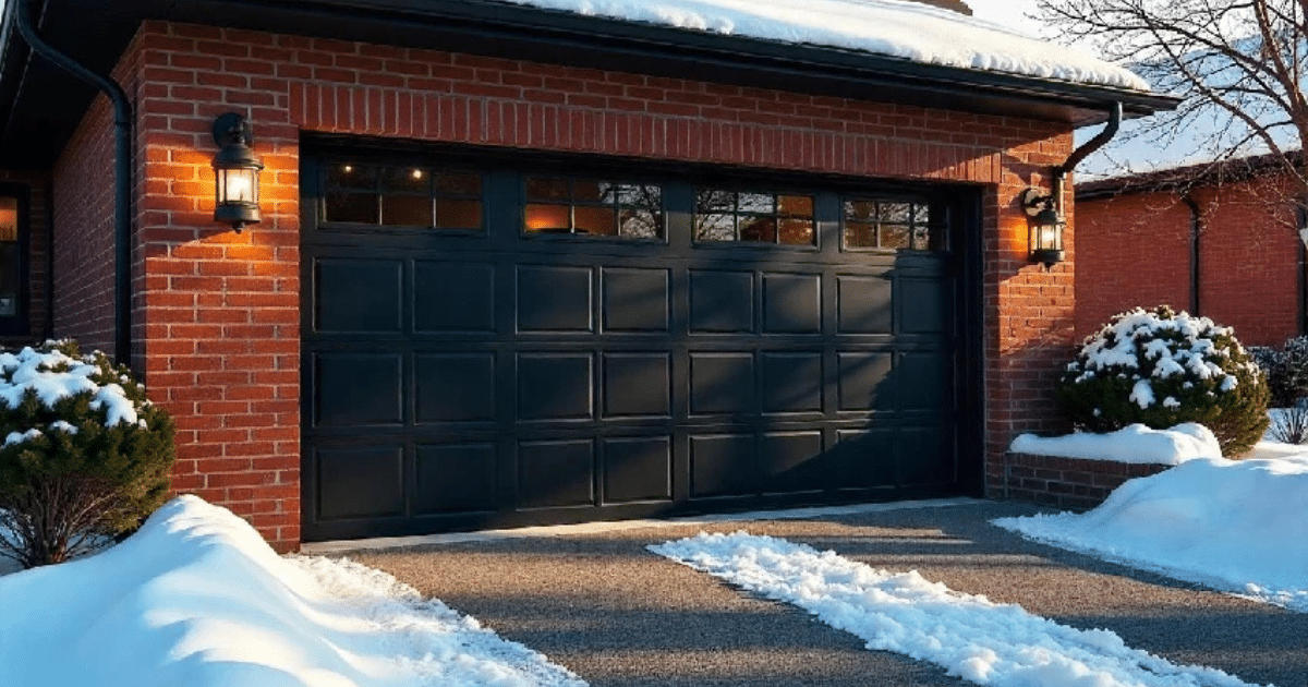 Black Garage Doors on Red Brick House: Bold Home Design